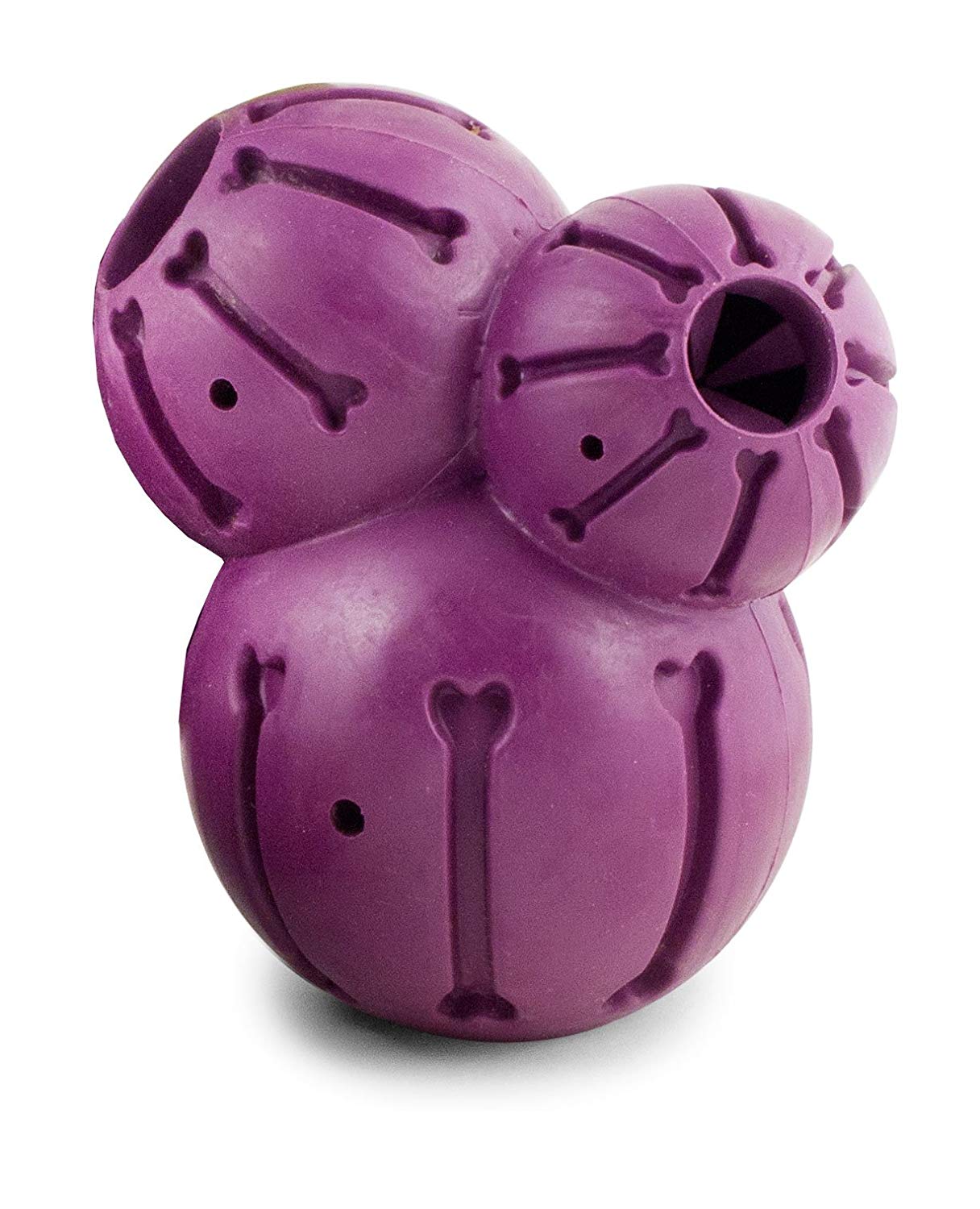A purple ball with two holes in it, perfect for interactive dog puzzles ...