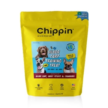 A bag of Chippin dog food with a dog on it. - This Dogs Life